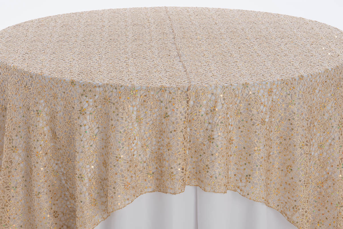 Champagne Chain Link Textured Sheer Overlay - iRent Everything