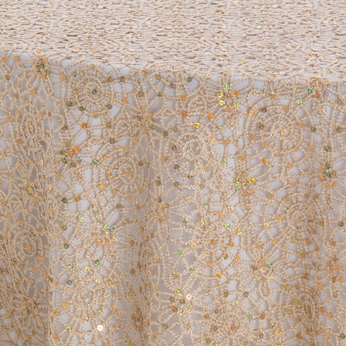 Champagne Chain Link Textured Sheer Overlay - iRent Everything