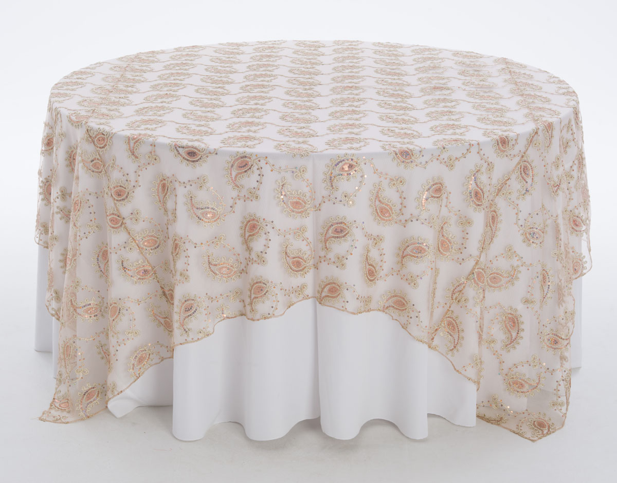 Champagne Paisley Lace Textured Sheer Overlay - iRent Everything