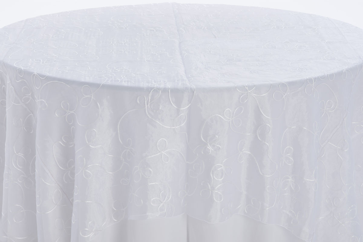 Diamond White Ribbon Scroll Overlay - iRent Everything