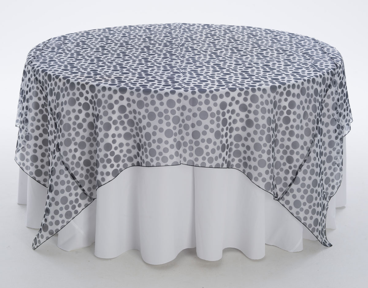 White with Black Polka Dots Sheer Overlay - iRent Everything