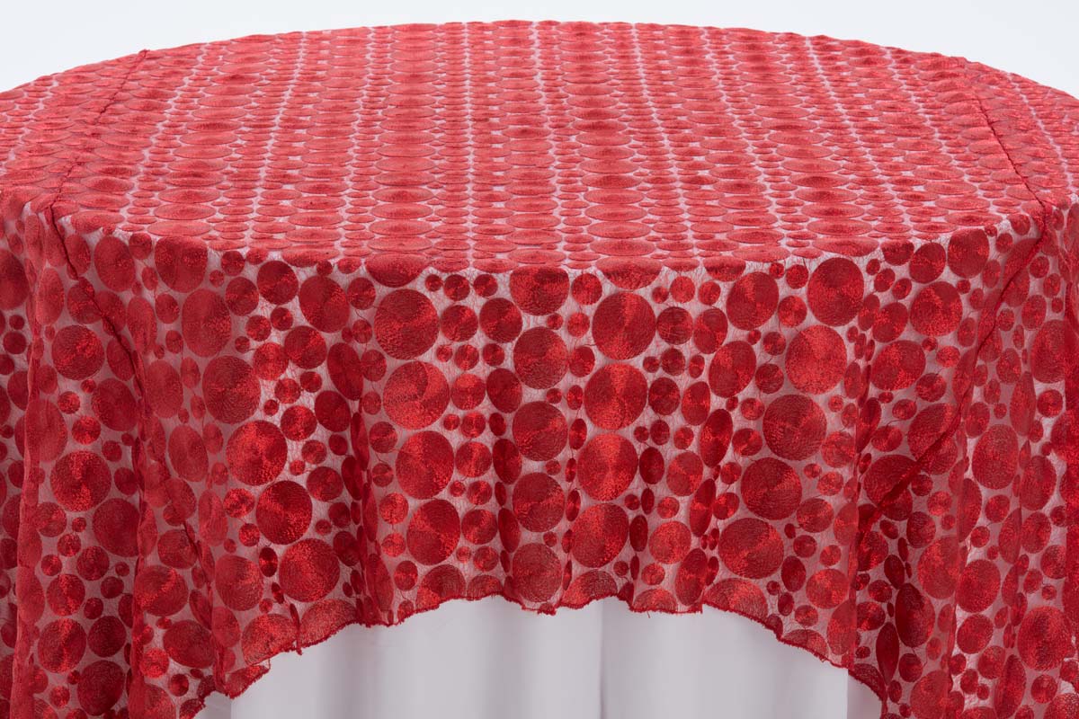 Red Coin Textured Sheer Overlay - iRent Everything