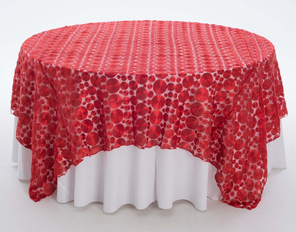 Red Coin Textured Sheer Overlay - iRent Everything