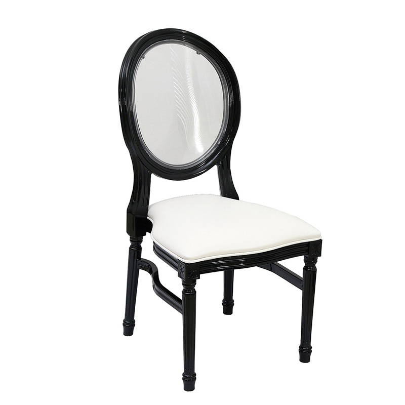 Black Castle Chair, White Seat, Clear Back - iRent Everything