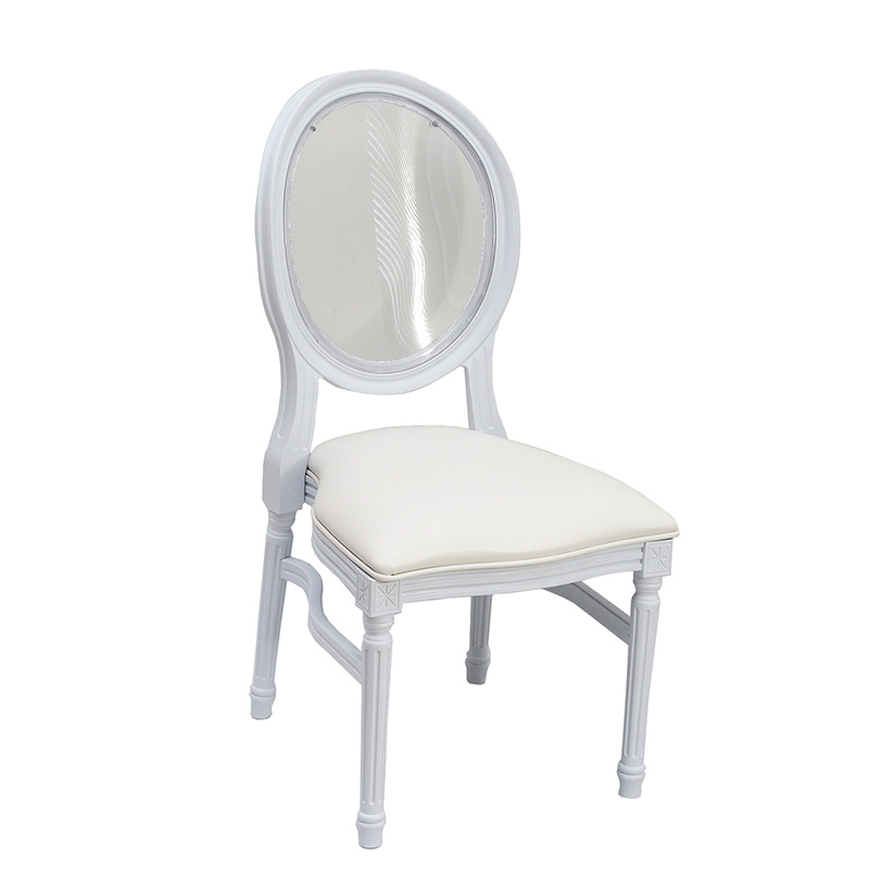White Castle Chair, White Seat, Clear Back - iRent Everything